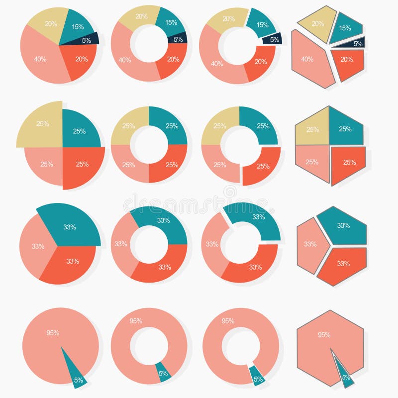 A Set of 16 Multi-colored Diagrams with Interest Values. Infographics ...