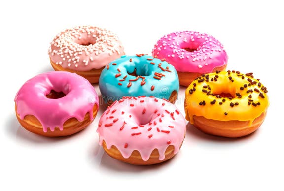 Set of Multi-colored Donuts on a White Background. Stock Illustration ...