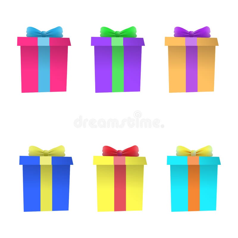 Set of Multi-colored Gift Boxes. Vector Stock Vector - Illustration of ...