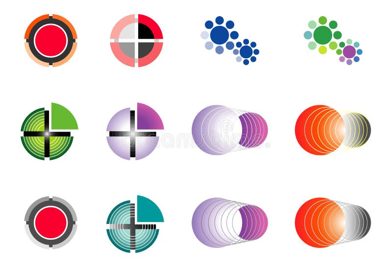 Set of Logos on the Basis of a Circle Stock Vector - Illustration of ...