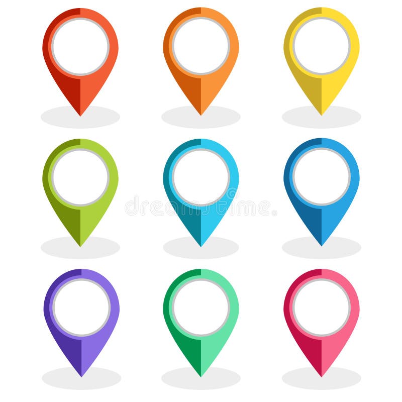 Set of Multi-colored Map Pointers. GPS Location Symbol Stock Vector ...