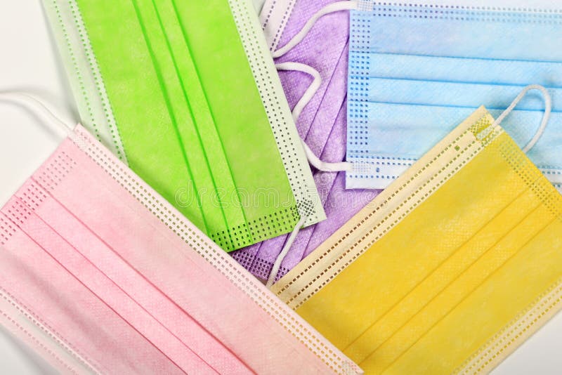 Set of Multi-colored Medical Masks Stock Image - Image of corona ...