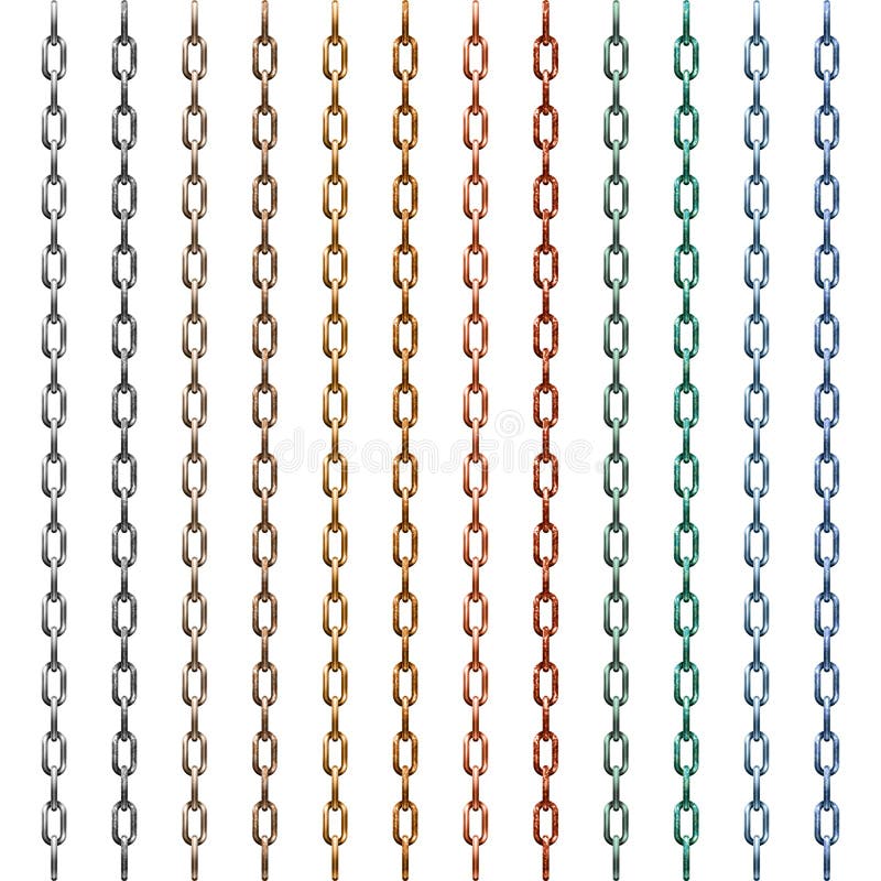 Set of Multi-colored Metal Chain Stock Vector - Illustration of gold ...