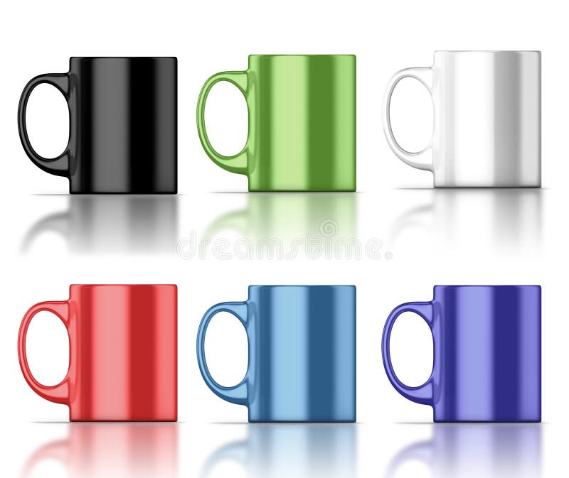 Set of multi-colored mugs stock illustration. Illustration of food ...