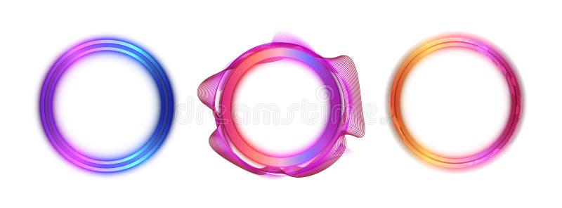 A Set of Multi-colored Neon Circles with Jagged Edges and a Double ...