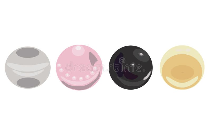 Set of Multi-colored Pearls. Vector Illustration on White Background ...