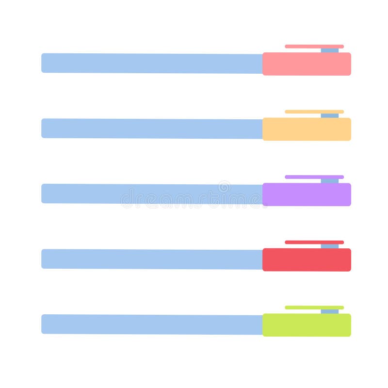 A Set of Multi-colored Pens. Vector Illustration Isolated on White ...