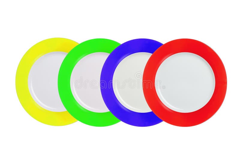 Set of Multi Colored Plates on White Stock Image - Image of design ...