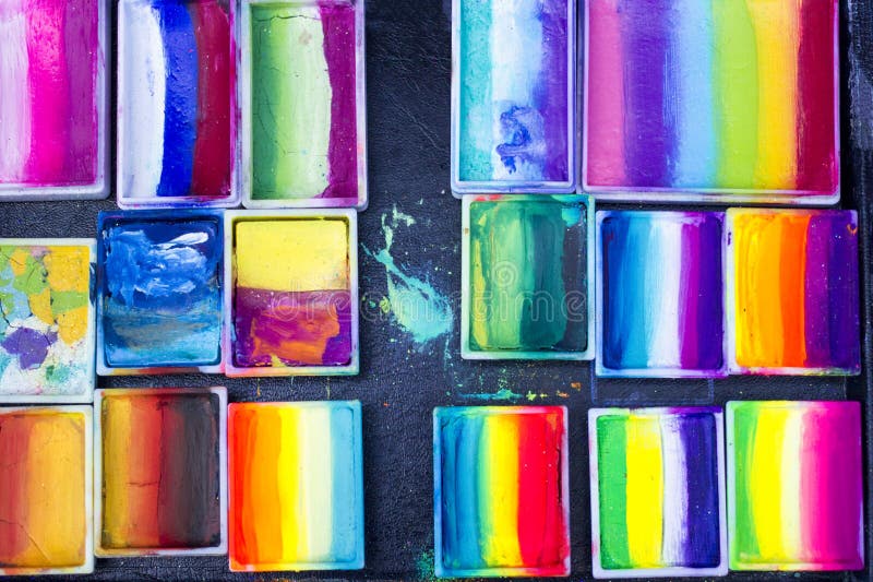 Set of Multi-colored Professional Paints for Drawing on Face. Stock ...