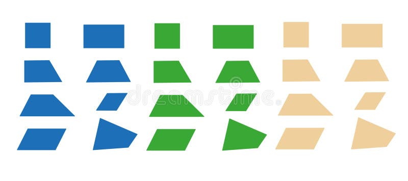 Set of Multi-colored Quadrangles, Square, Rectangle, Rhombus, Trapezoid ...