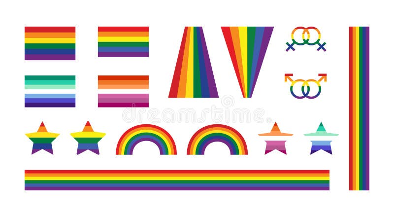 Set of Multi Colored Rainbow Elements. for LGBT, Pride Month. Rainbow ...