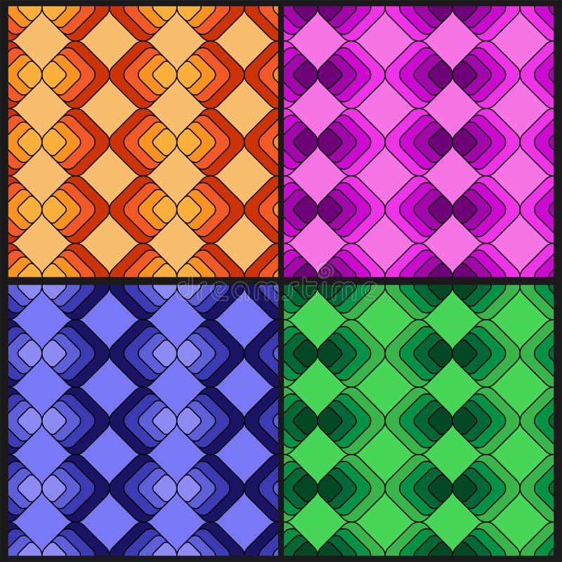 Set of Multi-colored Seamless Patterns of Colored Squares Stock Vector ...
