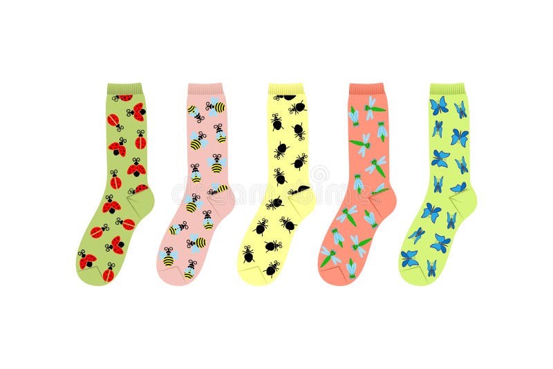A Set of Multi-colored Socks Stock Vector - Illustration of clothes ...