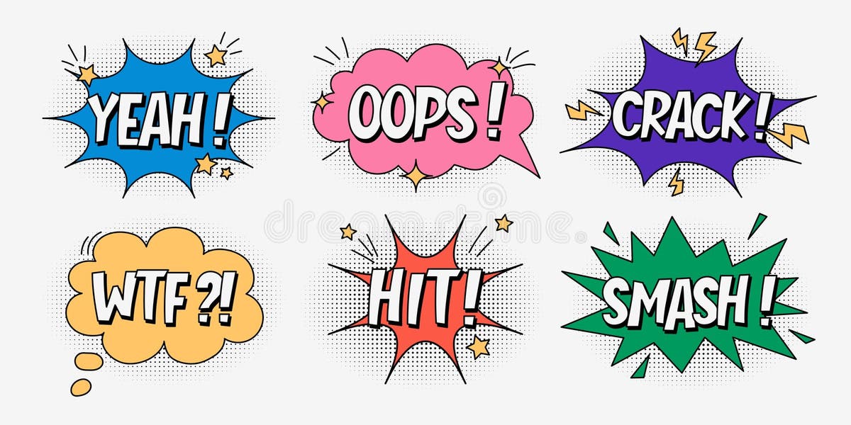 Set Colored Comic Bubbles Stock Illustrations – 708 Set Colored Comic ...
