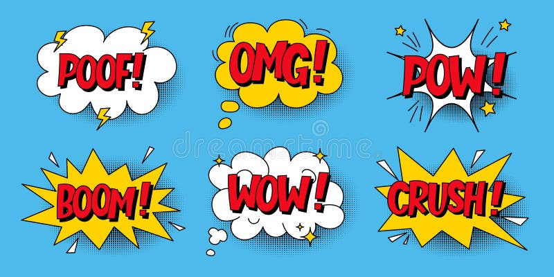 A Set of Multi-colored Speech Bubbles with Expressive Red Inscriptions ...