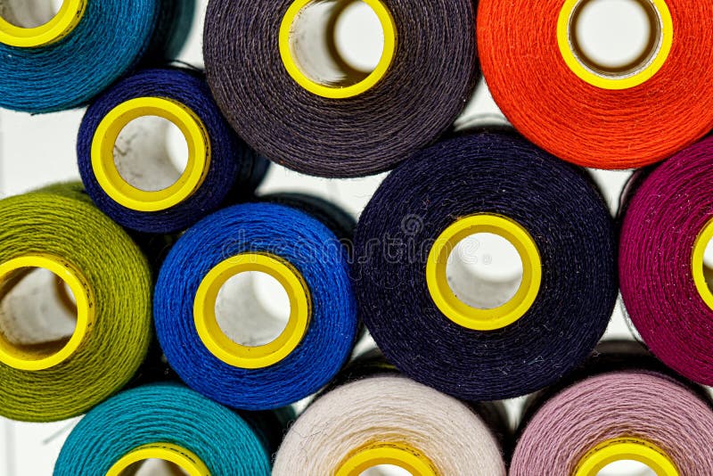 Set of Multi-colored Spools of Thread for Sewing Stock Photo - Image of ...