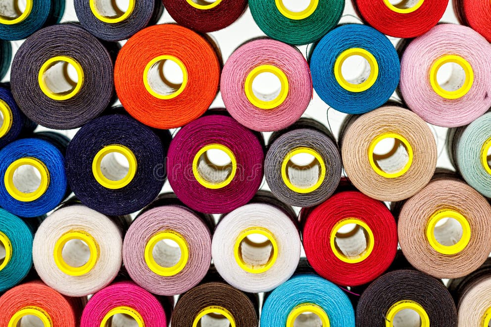 Set of Multi-colored Spools of Thread for Sewing Stock Photo - Image of ...