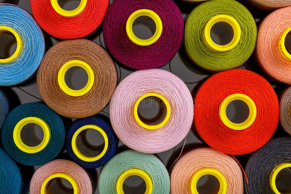 Set of Multi-colored Spools of Thread for Sewing Stock Image - Image of ...