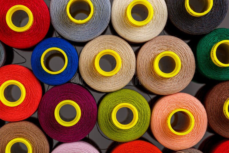 Set of Multi-colored Spools of Thread for Sewing Stock Photo - Image of ...