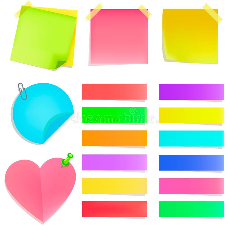 Set of Multi-colored Stationery Stickers. Heart Sticker Stock Vector ...