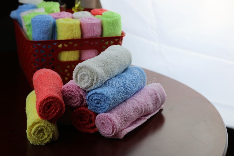 Set of Multi-colored Towels Stock Image - Image of accessory, beauty ...