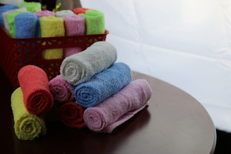 Set of Multi-colored Towels Stock Image - Image of cosmetics, hygiene ...