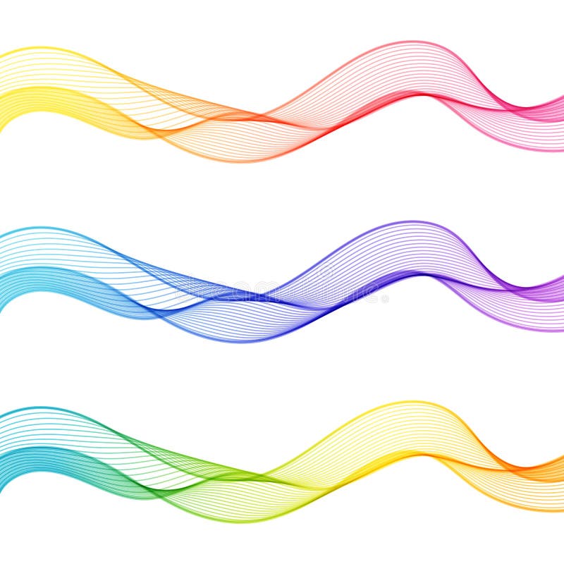 Set of Multicolor Abstract Isolated Wave Lines for White Backgro Stock ...