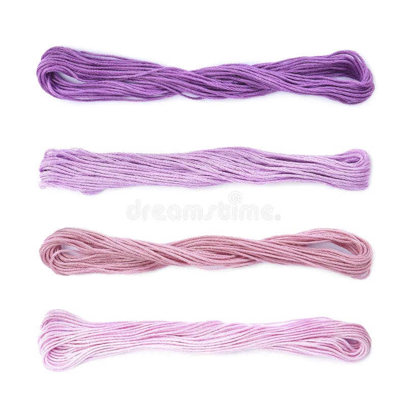 Set with Multicolor Embroidery Threads on White Background Stock Image ...