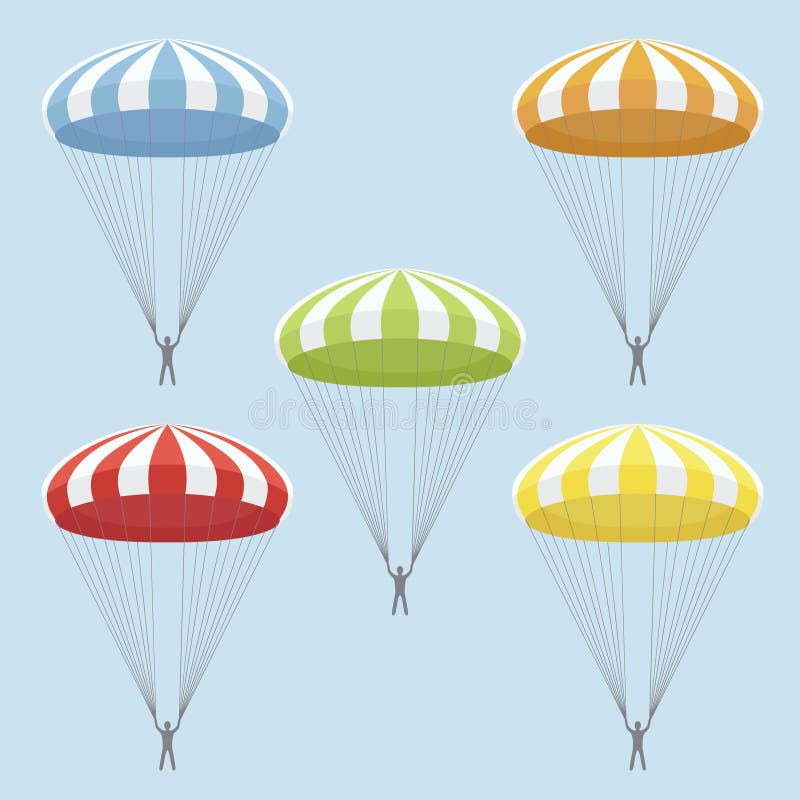 Set of Multicolor Parachutes Stock Vector - Illustration of orange ...