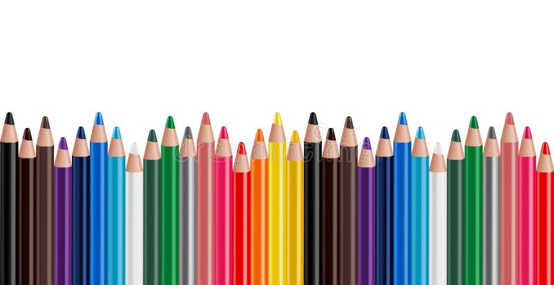 Set of Multicolor Pencils or Crayons, Isolated in White Background ...
