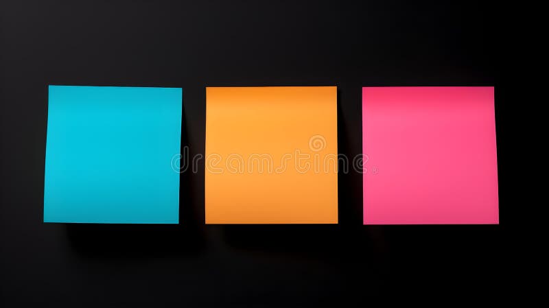 Set of Multicolor Square Paper Notes on a Black Background ...