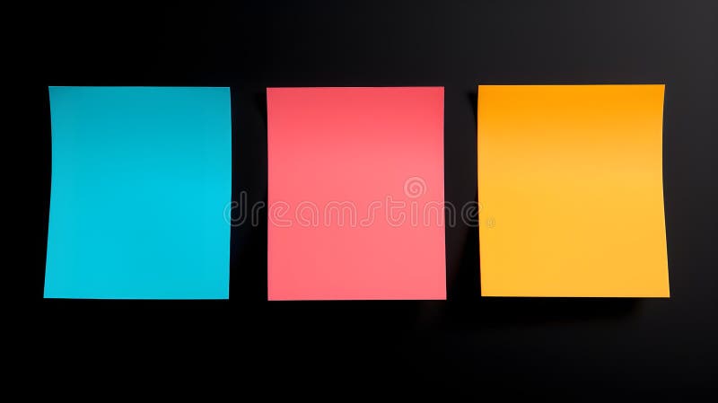Set of Multicolor Square Paper Notes on a Black Background ...
