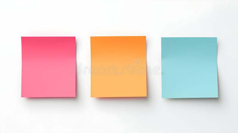 Set of Multicolor Square Paper Notes on a White Background ...