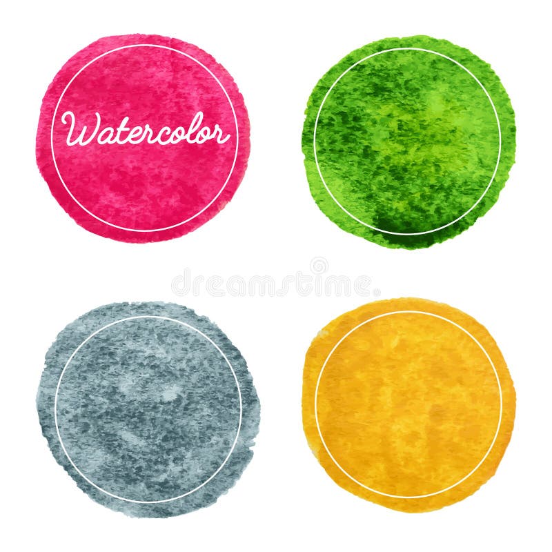 Set of 3 Multicolor Watercolor Hand Drawn Circles Background with ... Set of 3 Multicolor Watercolor Hand Drawn Circles Background with ...