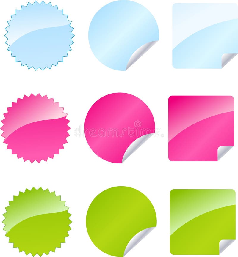 Set of multicolored badges stock vector. Illustration of rounded - 8604394