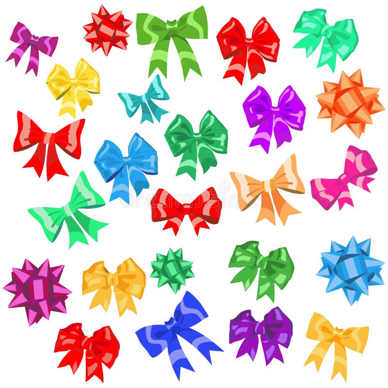 Set of Multicolored Bows. Flat Design Stock Vector - Illustration of ...