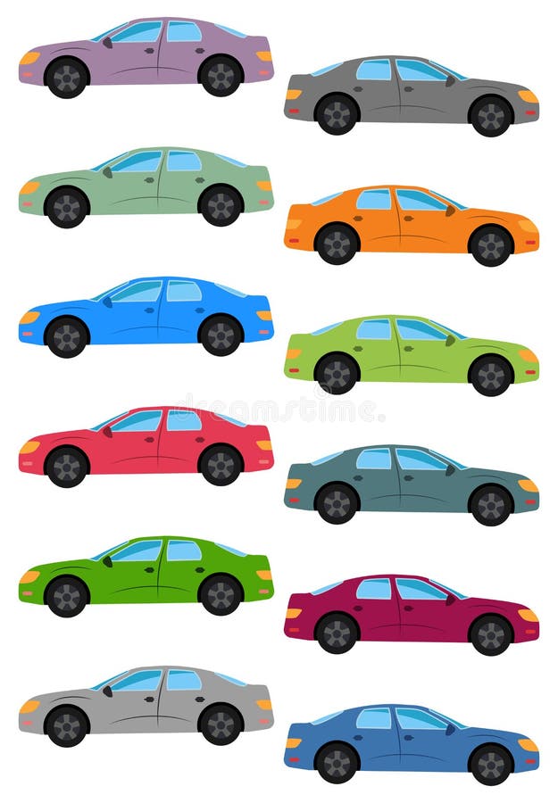 Set of multicolored car stock vector. Illustration of modern - 99776287
