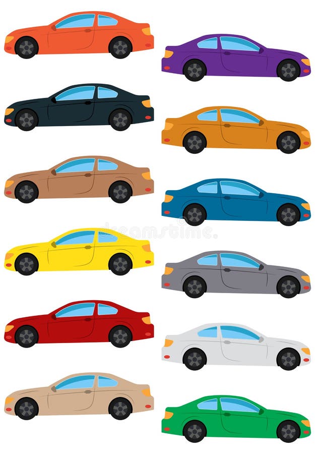 Set of multicolored car stock vector. Illustration of colorful - 103859901