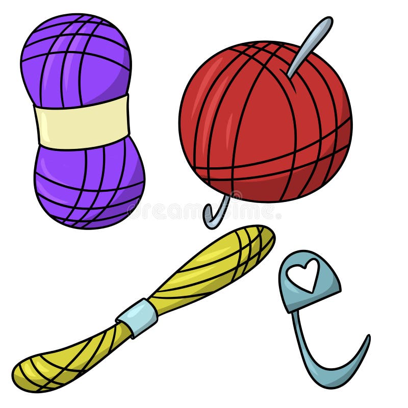 A Set of Multicolored Drawings with Threads for Needlework and Knitting ...