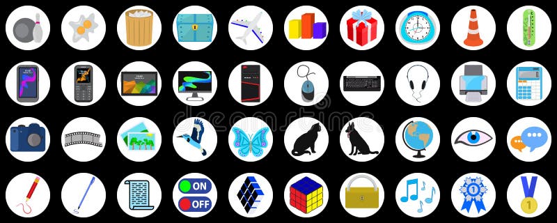 A Set of Multicolored Flat Icons on Different Topics, Isolated Stock ...