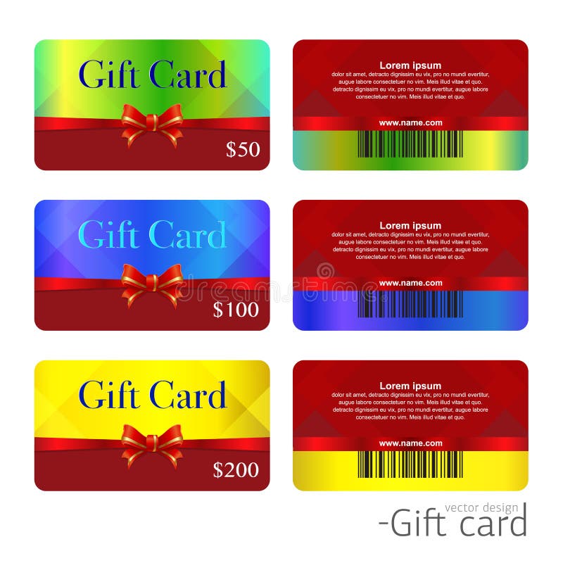 Set of Multicolored Gift Card Templates. Vector Design Polygonal ...