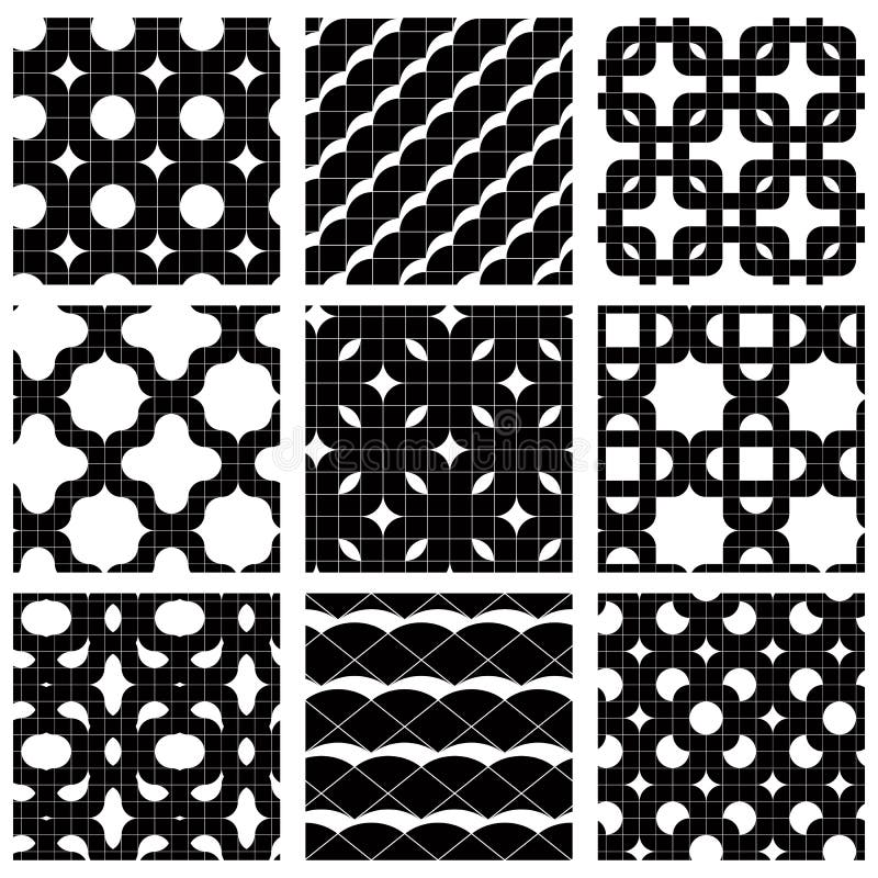 Set of Grate Seamless Patterns with Geometric Figures Stock Vector ...