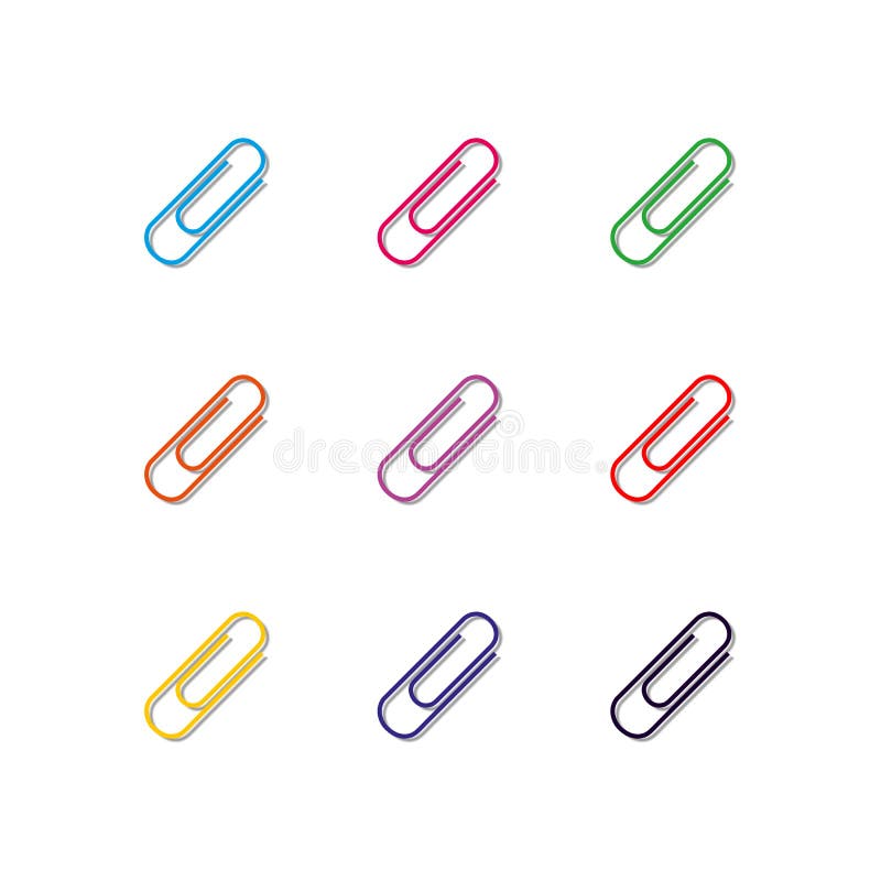 Set of Multicolored Paper Clips, Vector Illustration. Stock Vector ...