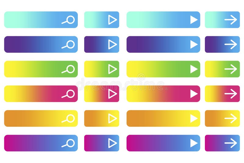 Set of Multicolored Rectangular Buttons. Vector Icons for the Internet ...