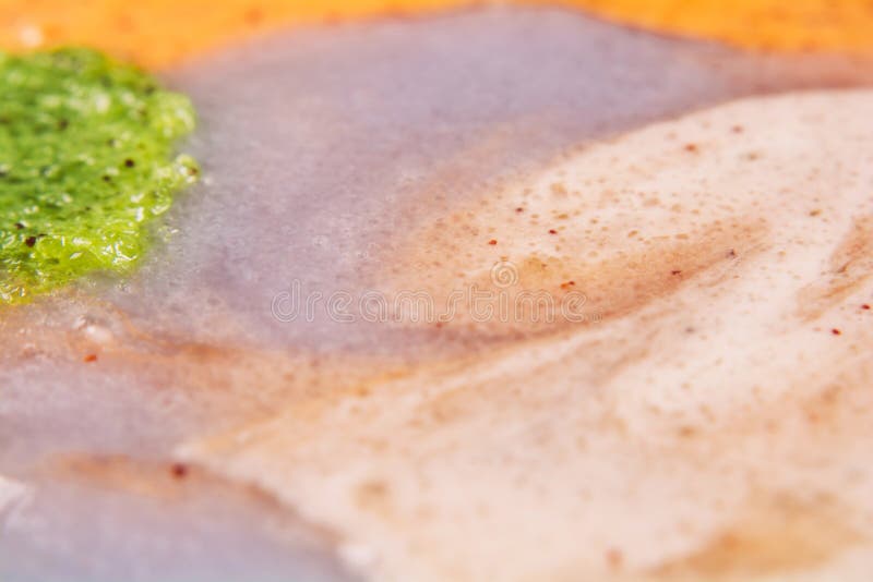 Set Multicolored Smears of Scrub with Exfoliating Particles. Stock ...