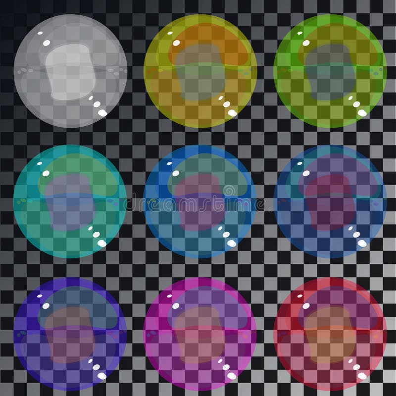 Set of Multicolored Transparent Glass Spheres on a Plaid Background ...