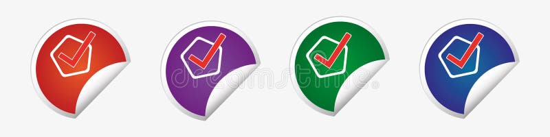 Set of Multicolored Vector Stickers with a Positive Tick Stock ...