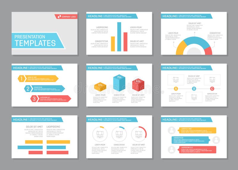 Set of Multicolour Template for Multipurpose Presentation Slides with ...