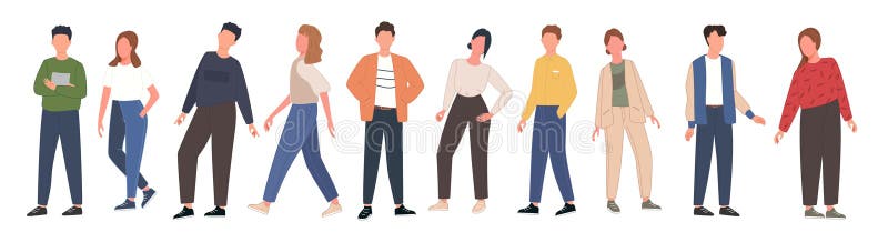 Set Multicultural Group of People Isolated on White Background ...