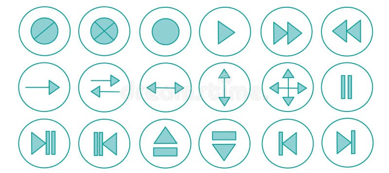 A Set of Multimedia Audio-video Playback Buttons Stock Illustration ...